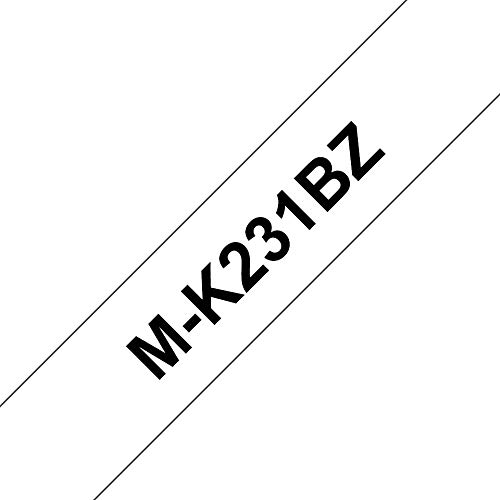 Brother M-K231BZ Labelling Tape Cassette, Black on White, 12 mm (W) x 8 m (L), Brother Genuine Supplies