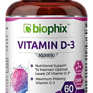 Vitamin D-3 50000 IU 60 Tablets - High-Potency Supports Strong Bones Immune Health and K2