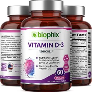 Vitamin D-3 50000 IU 60 Tablets - High-Potency Supports Strong Bones Immune Health and K2