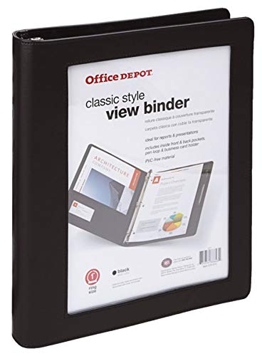 Office Depot® Brand Classic-Style View Binder, 1" Rings, Black