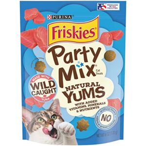 purina friskies natural cat treats, party mix natural yums with wild tuna – (6) 6 oz. pouches