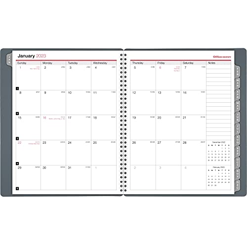 Office Depot® Brand Monthly Planner, 8-1/2" x 11", Silver, January To December 2023, OD001630