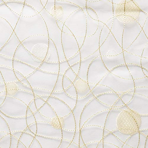 Top Finel Embroidered Dot Voile Sheer Curtains 84 Inches Long for Living Room Bedroom Grommet Window Treatments, Yellowish Light Filtering Drapes 2 Panels, (Beige, 54 W x 84 L)