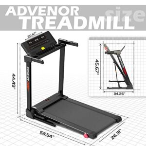 ADVENOR Treadmill Motorized Treadmills 2.5 HP Electric Running Machine Folding Exercise Incline Fitness Indoor (Black)