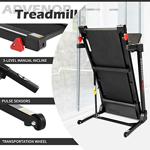 ADVENOR Treadmill Motorized Treadmills 2.5 HP Electric Running Machine Folding Exercise Incline Fitness Indoor (Black)