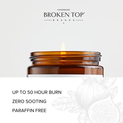 Broken Top - Oakmoss Fig|9 oz. Fig, Moss, Wood & Jasmine. Pure Soy Wax Candle. 50-Hour Burn Time. Natural Cotton Wick, Vegan, No Parabens, No Phthalates