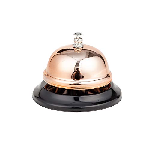 ASIAN HOME Call Bell, 3.35 Inch Diameter, Gold Chrome Finish, All-Metal, Desk Bell Service Bell for Hotels, Schools, Restaurants, Reception Areas, Hospitals, Customer Service, Gold (1 Bell)