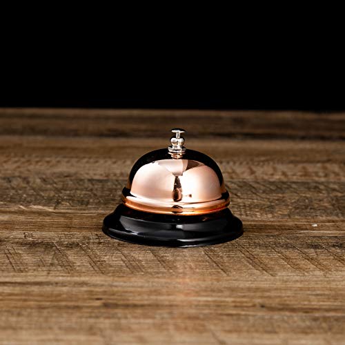 ASIAN HOME Call Bell, 3.35 Inch Diameter, Gold Chrome Finish, All-Metal, Desk Bell Service Bell for Hotels, Schools, Restaurants, Reception Areas, Hospitals, Customer Service, Gold (1 Bell)