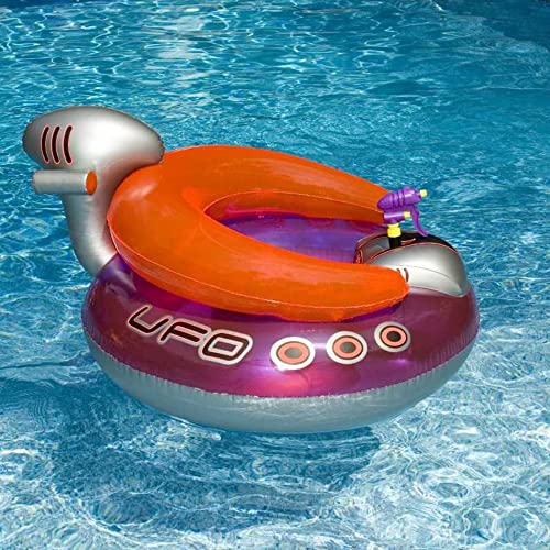 Swimline Basketball Hoop Giant Shootball Inflatable Fun Swimming Pool Water Game Set and UFO Lounge Chair Float with Built-in Squirt Gun, (2 Pack)