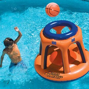 Swimline Basketball Hoop Giant Shootball Inflatable Fun Swimming Pool Water Game Set and UFO Lounge Chair Float with Built-in Squirt Gun, (2 Pack)