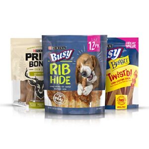 purina busy bone & prime bones long lasting dog treats, super chew bundle pack