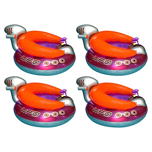 Swimline 9078 Inflatable UFO Lounge Chair Swimming Pool Float with Built-in Squirt Gun for Adults and Kids Ages 4 Years and Up, (4 Pack)