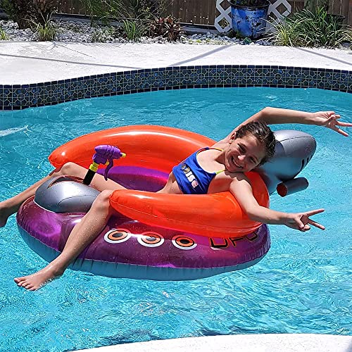 Swimline 9078 Inflatable UFO Lounge Chair Swimming Pool Float with Built-in Squirt Gun for Adults and Kids Ages 4 Years and Up, (4 Pack)