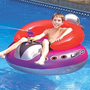 Swimline 9078 Inflatable UFO Lounge Chair Swimming Pool Float with Built-in Squirt Gun for Adults and Kids Ages 4 Years and Up, (4 Pack)