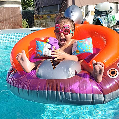 Swimline 9078 Inflatable UFO Lounge Chair Swimming Pool Float with Built-in Squirt Gun for Adults and Kids Ages 4 Years and Up, (4 Pack)