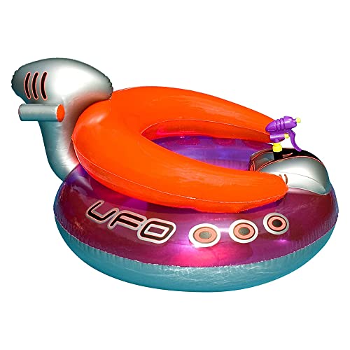 Swimline 9078 Inflatable UFO Lounge Chair Swimming Pool Float with Built-in Squirt Gun for Adults and Kids Ages 4 Years and Up, (4 Pack)