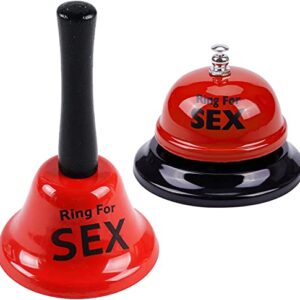 Huqqi 2 Pack Hand Bell Service Bell Bar Counter Top Service Call Bell Ring Reception, Novelty Funny Romantic Toy for Home Ornament Single Party Bells (Red)