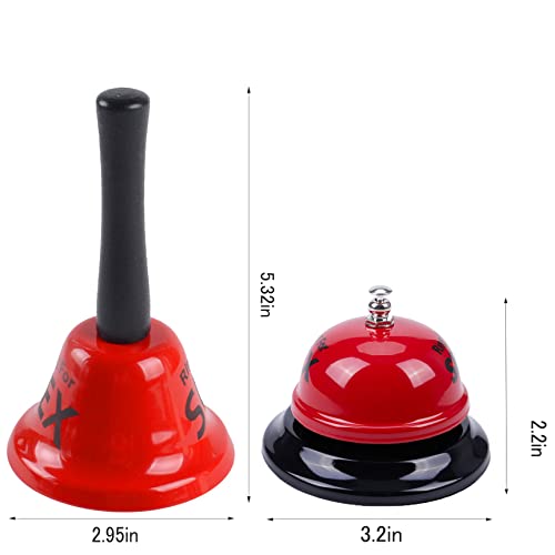 Huqqi 2 Pack Hand Bell Service Bell Bar Counter Top Service Call Bell Ring Reception, Novelty Funny Romantic Toy for Home Ornament Single Party Bells (Red)