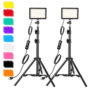 photography video lighting kit, led studio streaming lights w/70 beads & color filter for camera photo desktop video recording filming computer conference game stream youtube tiktok portrait shooting