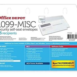 Office Depot Brand 1099-MISC Double-Window 25 Recipient Security Self-Seal Envelopes, 5 5/8" x 9", White, Pack of 25 Envelopes