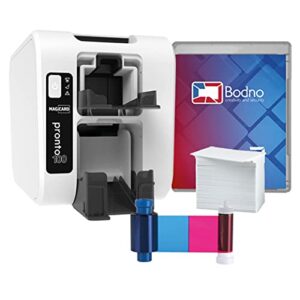 magicard pronto 100 id card printer & complete supplies package with bodno id software – bronze edition