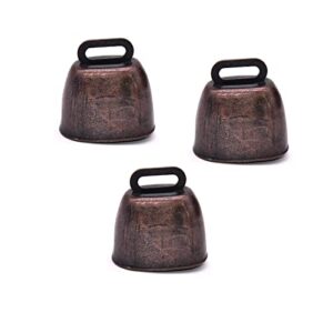 3pcs cattle farm animal copper super loud bronze bell cow horse sheep grazing copper bells metal pet bells bronze bell (red copper)