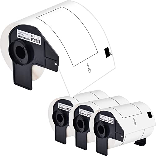 KCMYTONER Compatible for Brother DK-1247 Large Shipping Labels 4.07” x 6.4” (103mm x 164 mm) Die-Cut White Paper Labels for Brother QL Thermal Label Printers, 180 Labels per Roll, 4 Rolls