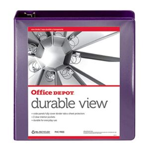 Office Depot Nonstick Round-Ring View Binder, 2in. Rings, 100% Recycled, Purple, OD06620