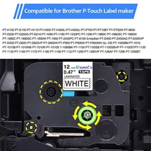 SuperInk 10 Pack Compatible for Brother TZ TZe231 TZe-231 TZ-231 Black on White Laminated Label Tape for PT-D210 PT-H100 PTD400AD PT-P700 PTD600 PT-1230PC P-touch Label Maker 12mm (1/2'')x 8m (26.2ft)