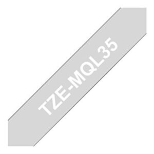 Brother TZe-MQL35 Labelling Tape Cassette, White on Matt Light Grey, 12 mm (W) x 5 m (L), Laminated, Brother Genuine Supplies