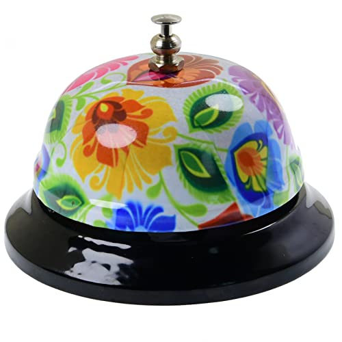 WEKOIL Call Bell Desk Service Bell Ding Bell for Restaurant Hotel Room Kitchen Party School Classroom Office Elderly Teachers Students Large White Pattern Bell,3.3 inch