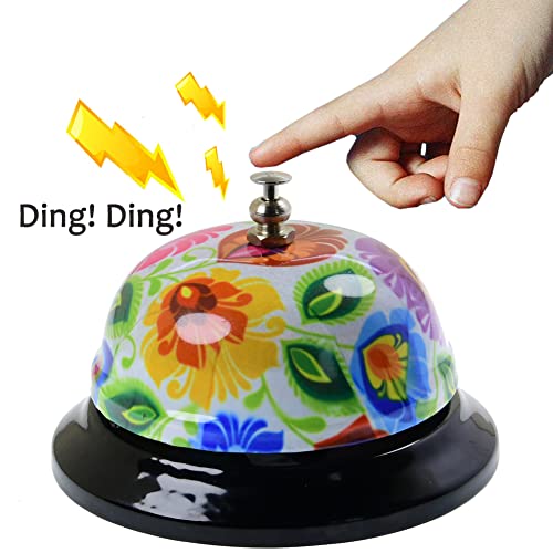 WEKOIL Call Bell Desk Service Bell Ding Bell for Restaurant Hotel Room Kitchen Party School Classroom Office Elderly Teachers Students Large White Pattern Bell,3.3 inch