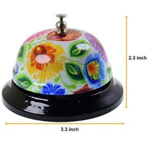 WEKOIL Call Bell Desk Service Bell Ding Bell for Restaurant Hotel Room Kitchen Party School Classroom Office Elderly Teachers Students Large White Pattern Bell,3.3 inch