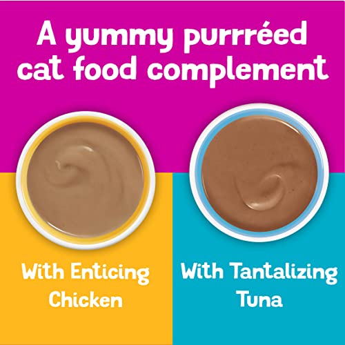 Friskies Purina Pureed Cat Food Topper Variety Pack, Lil' Shakes with Chicken and with Tuna Varieties - (2 Packs of 18) 1.55 oz. Pouches