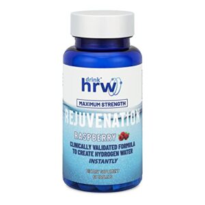 drinkhrw rejuvenation hydrogen water tablets clinically shown to increase alertness and improve fitness recovery maximum strength highest delivering dose of molecular hydrogen (raspberry 60 tablets)