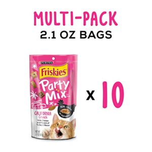 Purina Friskies Made in USA Facilities Cat Treats, Party Mix California Crunch With Chicken - (10) 2.1 oz. Pouches