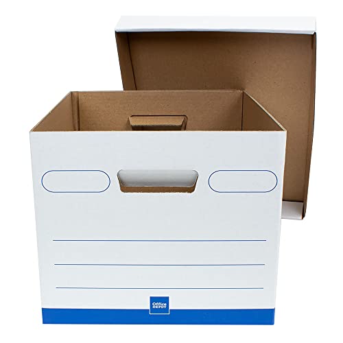 Office Depot® Brand Medium Quick Set Up Corrugated Medium-Duty Storage Boxes With Lift-Off Lids And Built-In Handles, Le