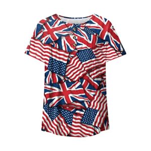 Independence Day Womens Summer Short Sleeve Tops American Flag Print Shirts Generic, Blouses for Women Women's Long Sleeve T-Shirts with Split Girls Summer Tops Memorial Day Shirts for Women Plus