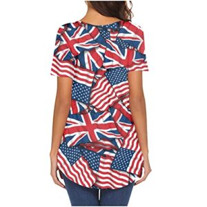 Independence Day Womens Summer Short Sleeve Tops American Flag Print Shirts Generic, Blouses for Women Women's Long Sleeve T-Shirts with Split Girls Summer Tops Memorial Day Shirts for Women Plus