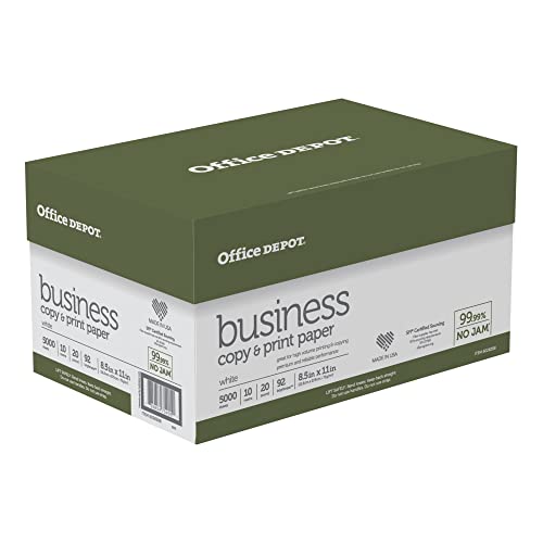 Office Depot® Brand Business Multi-Use Print & Copy Paper, Letter Size (8 1/2" x 11"), 92 (U.S.) Brightness, 20 Lb, Whit