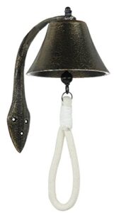 upstreet dinner bell for outside or inside made of red copper hanging bell, cast iron outdoor bell to wall mounted surfaces for church, home, and school bell (red, 6)