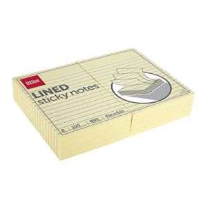 office depot® brand lined sticky notes, 4″ x 6″, pastel yellow, 100 sheets per pad, pack of 8 pads