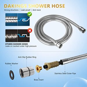 DAKINGS 6 Modes High Flow Handheld Shower Head Set Upgraded 5 Inch Shower Heads with Handheld Spray with Premium Chrome Hand Held Showerhead 60 Inch Stainless Steel Hose for Low Water Pressure