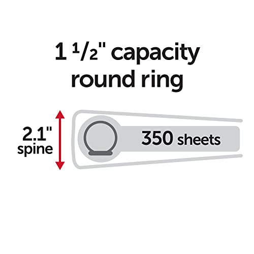 Office Depot® Brand Durable View 3-Ring Binder, 1 1/2" Round Rings, 49% Recycled, White, Pack Of 4