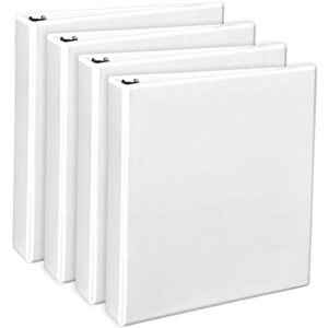 Office Depot® Brand Durable View 3-Ring Binder, 1 1/2" Round Rings, 49% Recycled, White, Pack Of 4