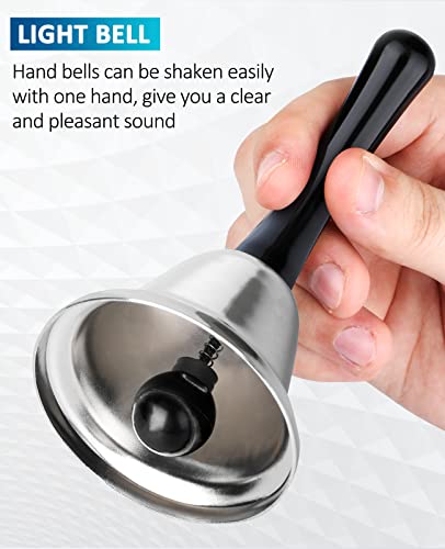 HABGP Silver Steel Hand Bells for Adults, Weddings Decoration, Call Bells, Service Bell, Care for The Sick and Elderly, Call for Pets, 1 Pack