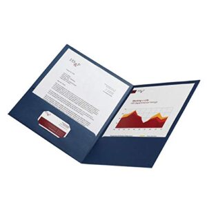 Office Depot® Brand Linen Twin-Pocket Portfolio, Letter Size, Navy, Pack Of 5