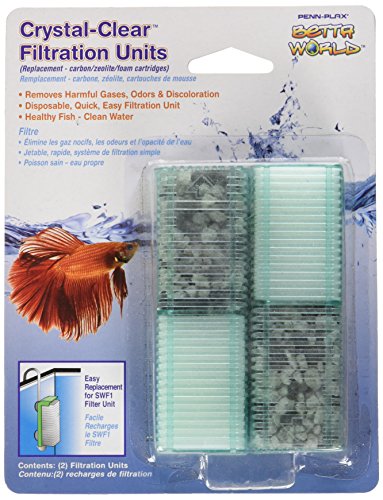 Penn-Plax Small World Replacement Aquarium Filter Media Cartridges (2 Pack) – Safe for Freshwater and Saltwater Setups, SWF1C