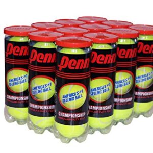 Penn Championship Tennis Balls - Regular Duty Felt Pressurized Tennis Balls - 12 Cans, 36 Balls