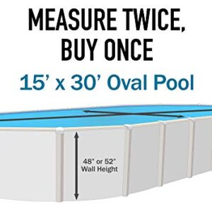 Smartline Caribbean 15-Foot-by-30-Foot Oval Overlap Liner | 48-to-52-Inch Wall Height | 25 Gauge Virgin Vinyl | Designed for Steel Sided Above-Ground Swimming Pools | Universal Gasket Kit Included